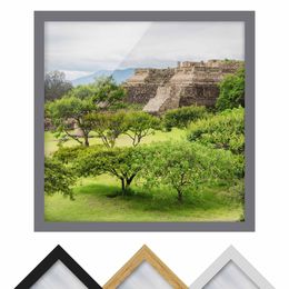Bilderwelten Bild mit Rahmen - Quadrat Pyramide von Monte Alban