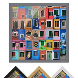 Bilderwelten Bild mit Rahmen - Quadrat Fenster der Welt