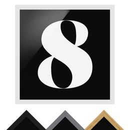 Bilderwelten Bild mit Rahmen Spr&uuml;che schwarz modern inkl. Rahmung - Antiqua Zahl 8 - Spr&uuml;che Wohnzimmer Schlafzimmer