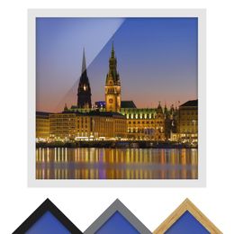 Bilderwelten Bild mit Rahmen - Quadrat Hamburger Panorama