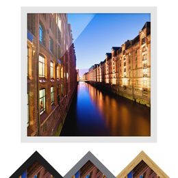 Bilderwelten Bild mit Rahmen - Quadrat Hamburg Speicherstadt