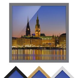 Bilderwelten Bild mit Rahmen - Quadrat Hamburger Panorama