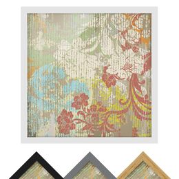 Bilderwelten Bild mit Rahmen Blumen einzigartig Vintage inkl. Rahmung - Bl&uuml;ten vergangener Zeit - Retro Wohnzimmer Schlafzimmer