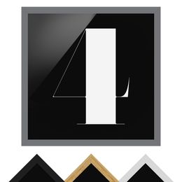 Bilderwelten Bild mit Rahmen - Quadrat Antiqua Zahl 4