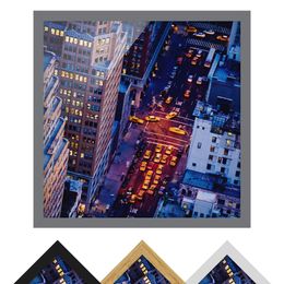 Bilderwelten Bild mit Rahmen - Quadrat Manhattans Taxilichter