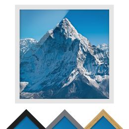 Bilderwelten Bild mit Rahmen Natur blau Motiv inkl. Rahmung - Der Himalaya - Berg Wohnzimmer Schlafzimmer