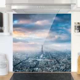 Bilderwelten Glas Spritzschutz Motiv blau Stadt - Winter in Paris - Architektur K&uuml;chenr&uuml;ckwand aus Glas