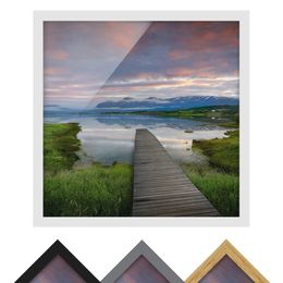 Bilderwelten Bild mit Rahmen - Quadrat Norwegische Idylle