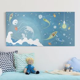 Leinwandbild Kinderzimmer Buntes Weltraumtreiben