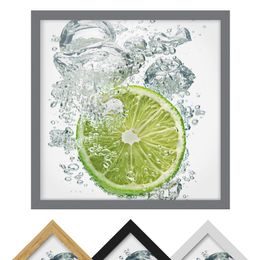 Bilderwelten Bild mit Rahmen - Quadrat Lime Bubbles