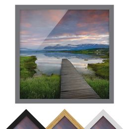 Bilderwelten Bild mit Rahmen - Quadrat Norwegische Idylle