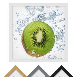 Bilderwelten Bild mit Rahmen - Quadrat Kiwi Bubbles