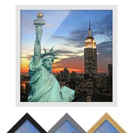 Bilderwelten Bild mit Rahmen - Quadrat New York at Night