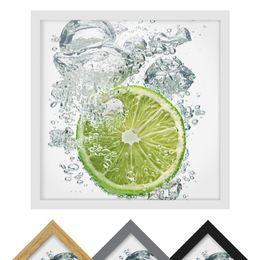 Bilderwelten Bild mit Rahmen Kulinarisch einzigartig Motiv inkl. Rahmung - Lime Bubbles - Deko K&uuml;che