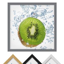 Bilderwelten Bild mit Rahmen - Quadrat Kiwi Bubbles