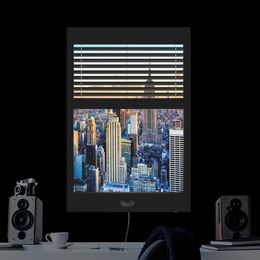 Bilderwelten LED-Wechselbild Fensterausblick Jalousie - Sonnenaufgang New York