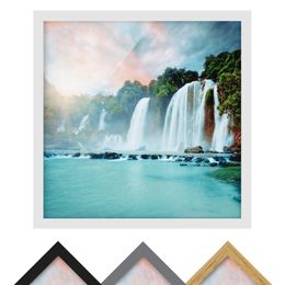 Bilderwelten Bild mit Rahmen - Quadrat Wasserfallpanorama