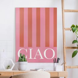Bilderwelten Leinwandbild Spr&uuml;che modern Kunstdruck pink - Pink Ciao - Spr&uuml;che XXL Wohnzimmer Schlafzimmer