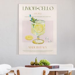 Bilderwelten Leinwandbild Kulinarisch Vintage Kunstdruck gelb - Vintageposter - Limoncello - Getr&auml;nke XXL K&uuml;che