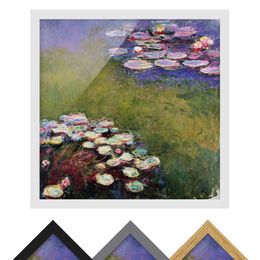 Bilderwelten Bild mit Rahmen Natur gr&uuml;n modern inkl. Rahmung - Claude Monet - Seerosen - Landschaft Wohnzimmer Schlafzimmer
