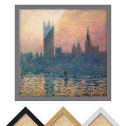 Bilderwelten Bild mit Rahmen - Quadrat Claude Monet - London Sonnenuntergang