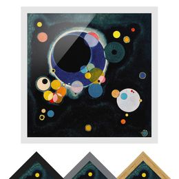 Bilderwelten Bild mit Rahmen originell schwarz Abstrakt inkl. Rahmung - Wassily Kandinsky - Skizze Kreise - Deko Wohnzimmer Schlafzimmer