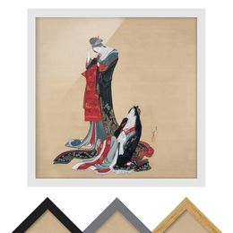 Bilderwelten Bild mit Rahmen - Quadrat Katsushika Hokusai - Zwei Kurtisanen