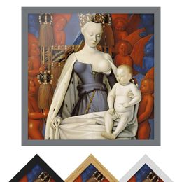 Bilderwelten Bild mit Rahmen - Quadrat Jean Fouquet - Die thronende Madonna