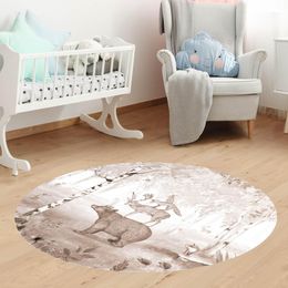Bilderwelten Vinylteppich modern braun Wald Aquarell - Der B&auml;renk&ouml;nig Sepia - B&auml;ume Kinderzimmer