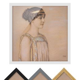 Bilderwelten Bild mit Rahmen originell beige modern inkl. Rahmung - Franz von Stuck - Portrait von Mary - Deko Wohnzimmer Schlafzimmer