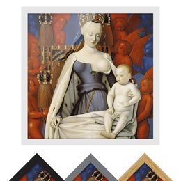 Bilderwelten Bild mit Rahmen originell einzigartig modern inkl. Rahmung - Jean Fouquet - Die thronende Madonna - Deko Wohnzimmer Schlafzimmer
