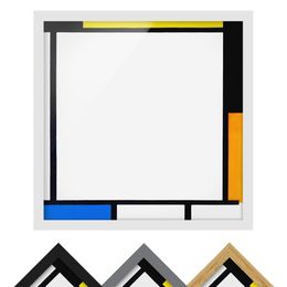 Bilderwelten Bild mit Rahmen originell einzigartig Abstrakt inkl. Rahmung - Piet Mondrian - Komposition II - Deko Wohnzimmer Schlafzimmer