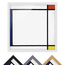 Bilderwelten Bild mit Rahmen originell einzigartig Abstrakt inkl. Rahmung - Piet Mondrian - Komposition III - Deko Wohnzimmer Schlafzimmer