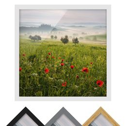 Bilderwelten Bild mit Rahmen Blumen gr&uuml;n Motiv inkl. Rahmung - Toskana Fr&uuml;hling - Berg Wohnzimmer Schlafzimmer