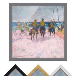 Bilderwelten Bild mit Rahmen - Quadrat Paul Gauguin - Reiter am Strand