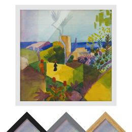 Bilderwelten Bild mit Rahmen Strand bunt Abstrakt inkl. Rahmung - August Macke - Landschaft am Meer - Landschaft Wohnzimmer Schlafzimmer