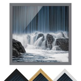 Bilderwelten Bild mit Rahmen - Quadrat Wasserfall in Finnland
