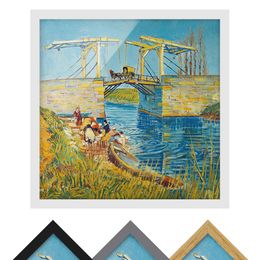 Bilderwelten Bild mit Rahmen originell gelb modern inkl. Rahmung - Vincent van Gogh - Zugbr&uuml;cke in Arles - Deko Wohnzimmer Schlafzimmer