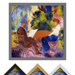 Bilderwelten Bild mit Rahmen - Quadrat August Macke - Paar am Gartentisch