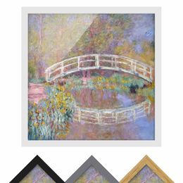 Bilderwelten Bild mit Rahmen - Quadrat Claude Monet - Br&uuml;cke Monets Garten