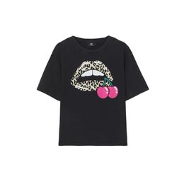 Le Temps Des Cerises T-Shirt 'KANI' Damen Gr&ouml;&szlig;e XS pink / schwarz / wei&szlig;