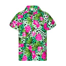 King Kameha Shirt 'Leopard Flowers' male Green size XXL