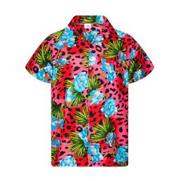 King Kameha Shirt 'Leopard Flowers' male Red size S