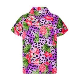 King Kameha Shirt 'Leopard Flowers' male Purple size XS