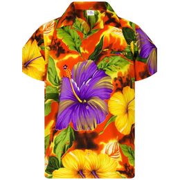 King Kameha Shirt 'Big Flower' male Orange size XS