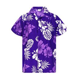 King Kameha Shirt 'Mono Hibiscus' male Purple size M