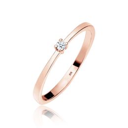 Elli Ringe - Ring Verlobung Solit&auml;r Diamant (0.03 ct.) 925 Silb - Gr. 54 MM - in Gold - f&uuml;r Damen