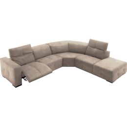 Ecksofa Egoitaliano, B:300cm H:100cm T:274cm, beige, Leder »BULL« (echtes Rindsleder). Geschliffenes, pigmentiertes und behandeltes Rindsleder mit
