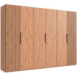 Drehtürenschrank wimex, B:300cm H:216cm T:58cm, braun, Spanplatte, Schränke, "Andorra by fresh to go", Mit 3D-Leisten für Akustikpaneel-Optik