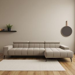 Ecksofa DOMO collection, B:287cm H:79cm T:175cm, grau, 100% Polyester, Wohnzimmer, Sofas, "Trento L-Form, mit Kufenfuß oder Einzelfuß", wahlweise mit